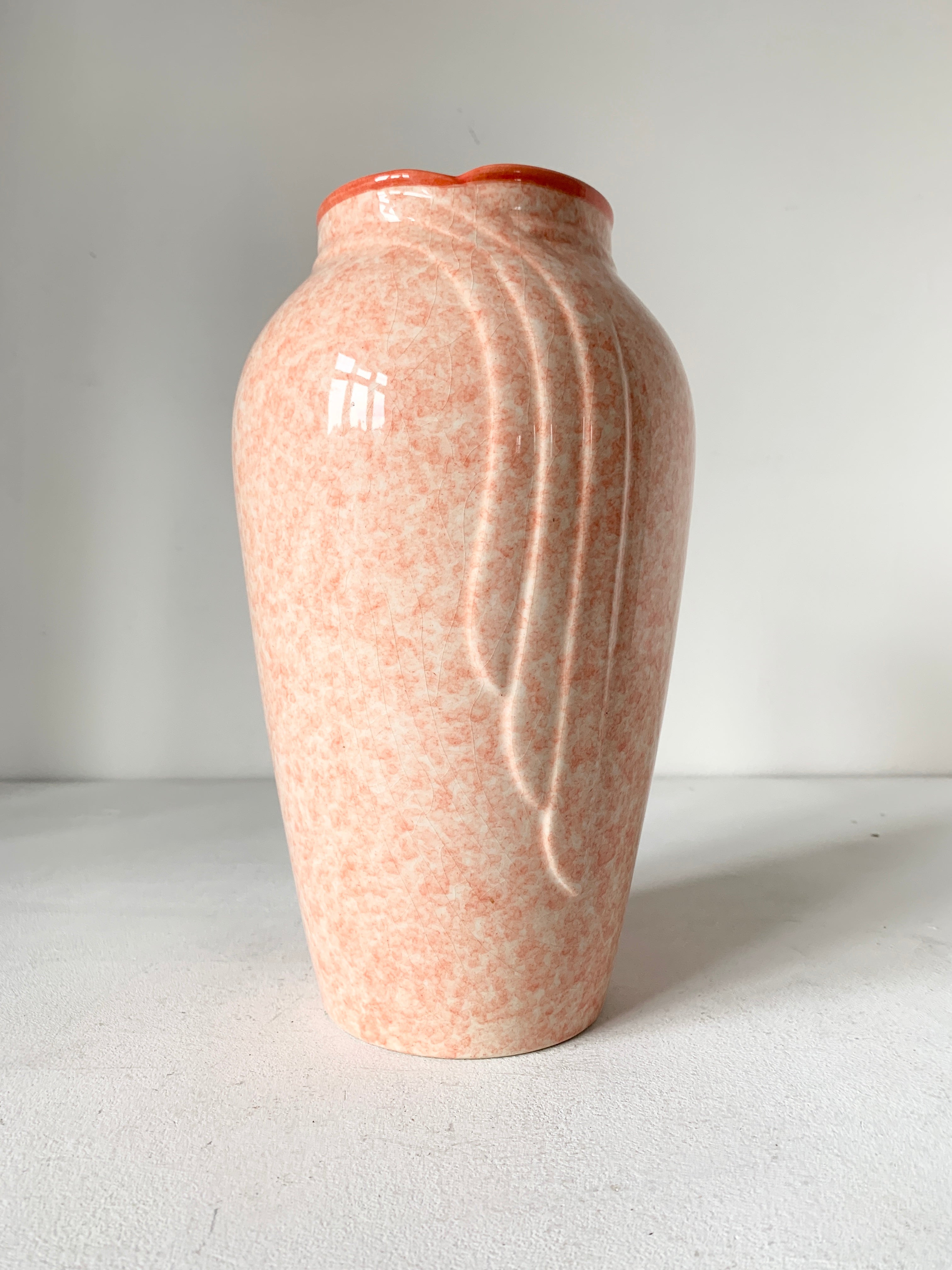 Mid Century Speckled Pink Glazed Vase – reflective-forms