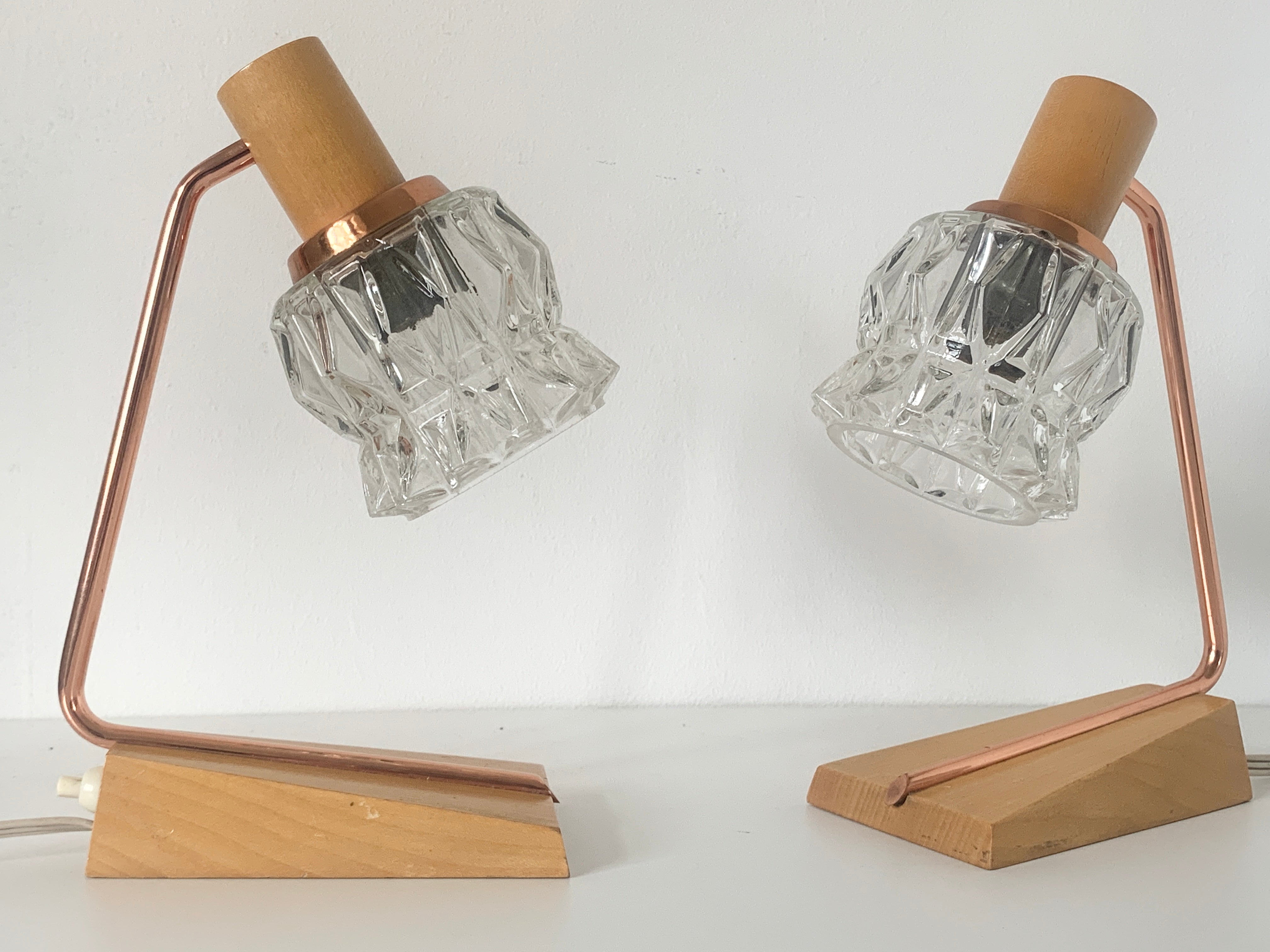 Pair Of Mid Century Modern Teak Desk/Bedside Lamps – reflective-forms